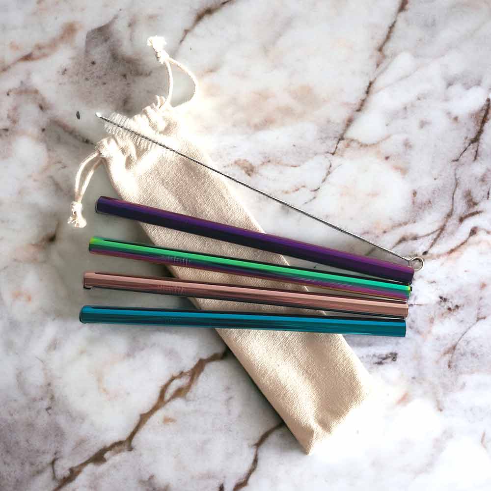 4 Metal Straw Set – Bubble Panda